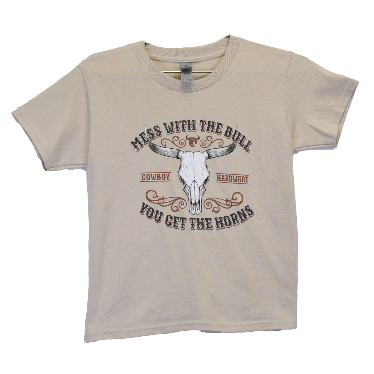 Youth Boy's Cowboy Hardware Sand "Mess with the Bull" Short Sleeve T-S