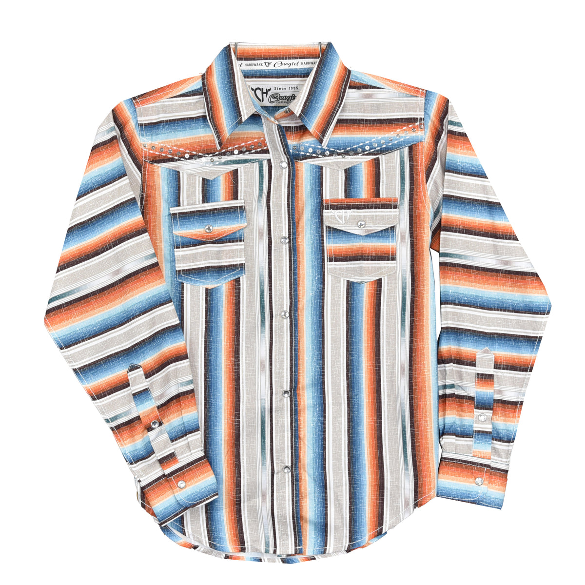 Toddler Girl's Cowboy Hardware Sunset "Serape Softstyle" Long Sleeve W